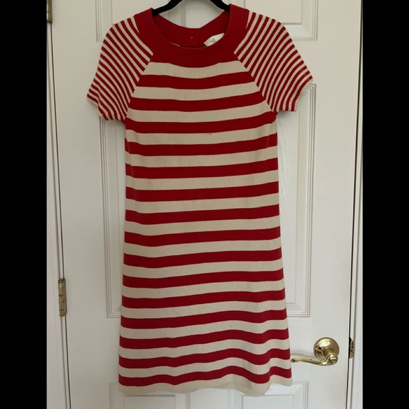 kate spade | Dresses | Kate Spade Redcream Stripe Knit Slip Dress With ...